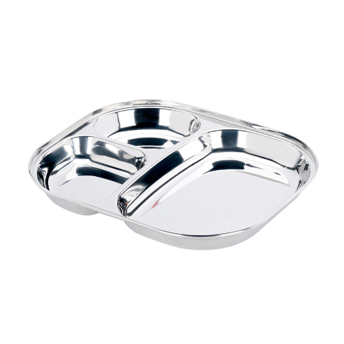 Buy Online Vinod Stainless Steel 3 Compartment Plate/ Pav Bhaji Plates